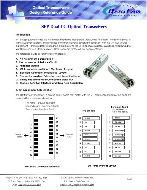SFP Design Reference Guide - OptoIC Technology, Inc