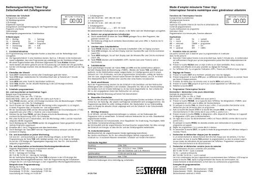 Bedienungsanleitung Timer Digi Zeitschaltuhr mit ... - Steffen