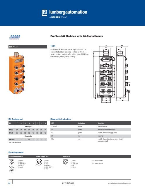 Profibus I/O Modules with 16-Digital Inputs - Lumberg Automation