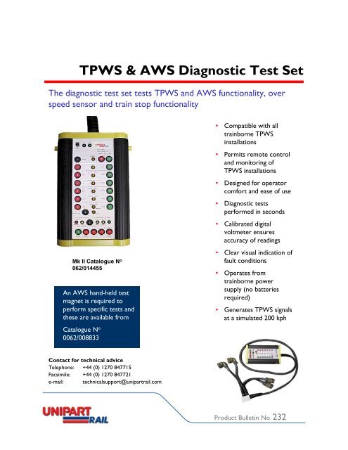 TPWS & AWS Diagnostic Test Set - Unipart Rail