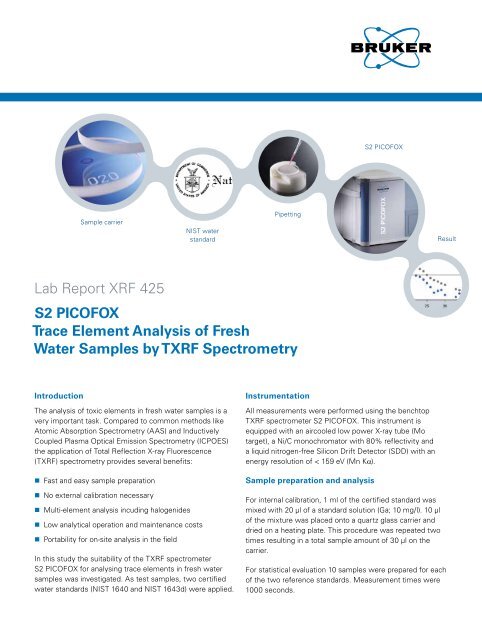Lab Report XRF 425 S2 PICOFOX Trace Element Analysis ... - Bruker