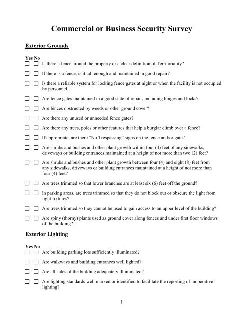 Business Security Checklist - Barrow County Sheriffs Office