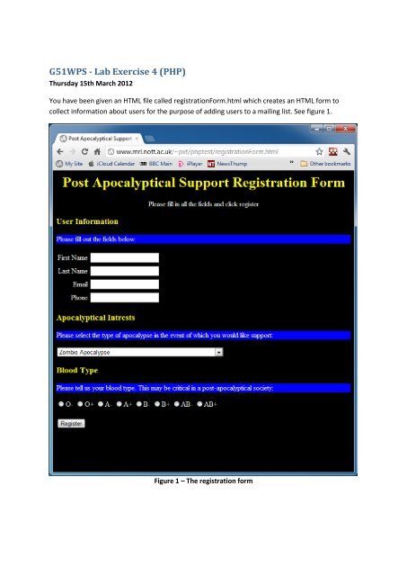 G51WPS - Lab Exercise 4 (PHP)