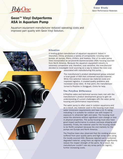 Case Study: Geon Vinyl - Aquarium Pump - PolyOne