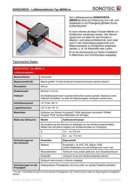 Datenblatt SONOCHECK ABD06 - SONOTEC Ultraschallsensorik ...