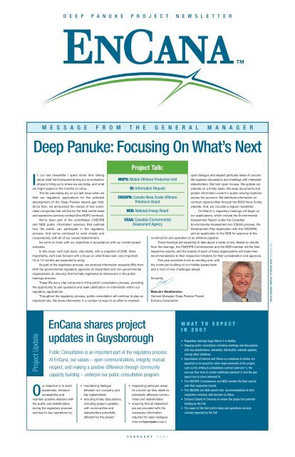 Deep Panuke Project Newsletter - Encana