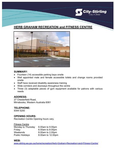 Herb graham recreation and fitness centre - City of Stirling