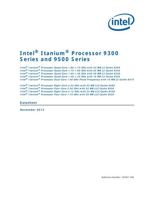 Intel Itanium Processor 9300 Series and 9500 Series