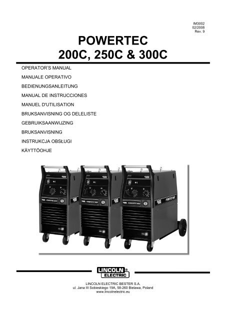 POWERTEC 200C, 250C & 300C - Lincoln Electric - documentations