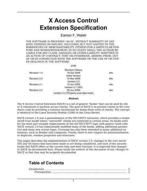 X Access Control Extension Specification - X.Org