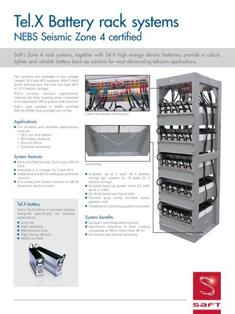 Tel.X Battery rack systems - Saft