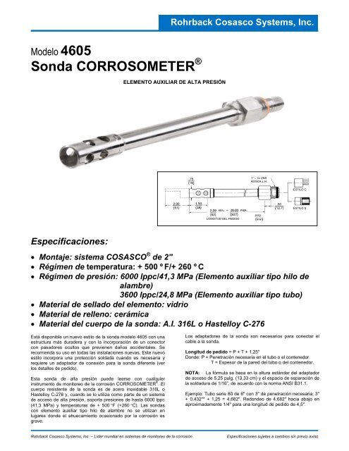 Sonda CORROSOMETER - Rohrback Cosasco Systems