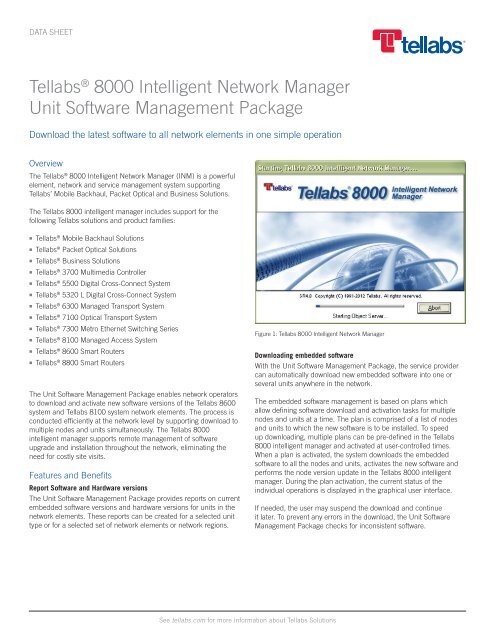 Tellabs 8000 Intelligent Network Manager Unit Software ...