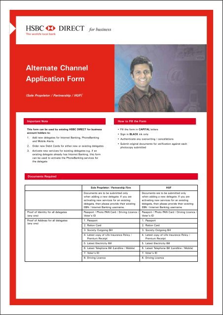 Alternate Channel Application Form - HSBC