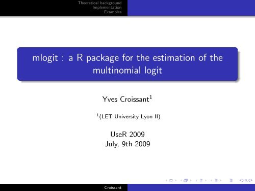 mlogit : a R package for the estimation of the multinomial logit