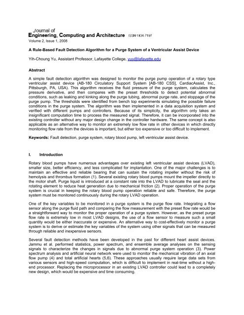 A Rule Based Fault Detection Algorithm For A Purge System Of A