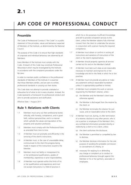 api code of professional conduct - The Australian Property Institute