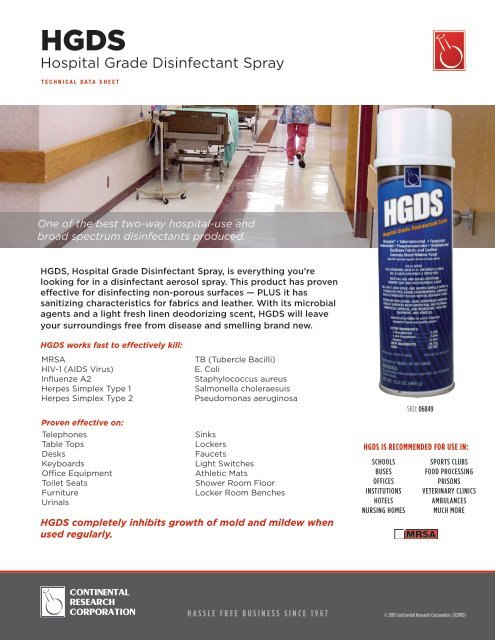 Hospital Grade Disinfectant Spray - Continental Research Corporation
