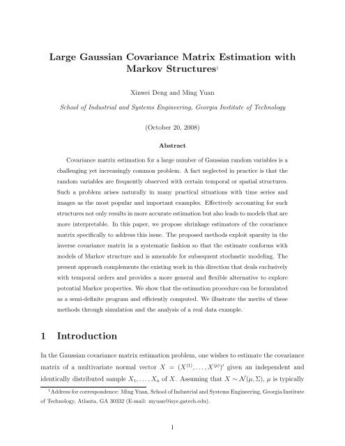 Large Gaussian Covariance Matrix Estimation With Markov