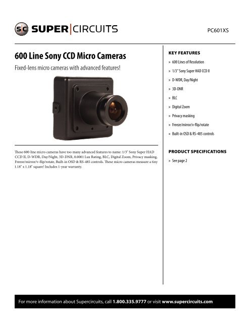 600 Line Sony CCD Micro Cameras