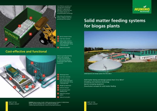 Solid matter feeding systems for biogas plants - Huning Maschinenbau