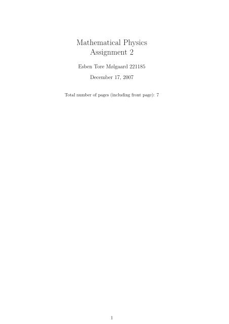 Mathematical Physics Assignment 2