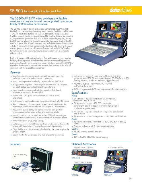 SE-800 four-input SD video switcher - Datavideo