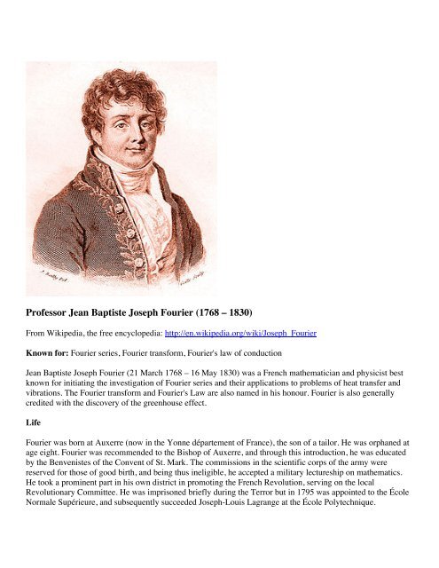 Jean Baptiste Joseph Fourier (1768-1830) Joseph Fourier,, 55% OFF