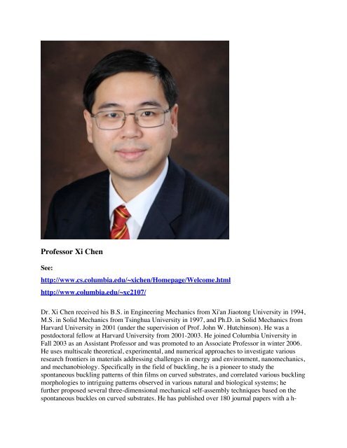 Professor Xi Chen - Shellbuckling.com