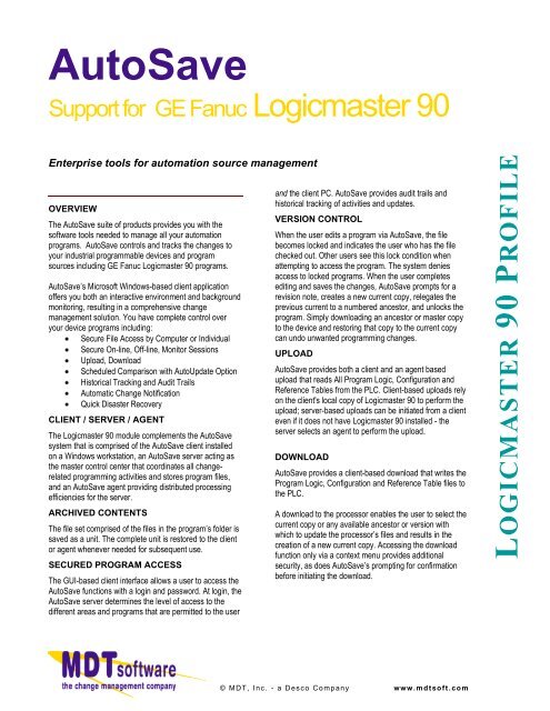 GE Fanuc Logicmaster 90 - MDT Software