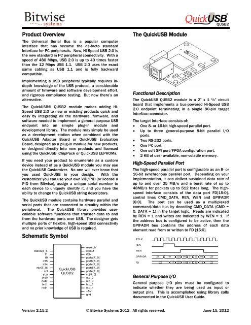QuickUSB Module Datasheet (Rev B) - Bitwise Systems