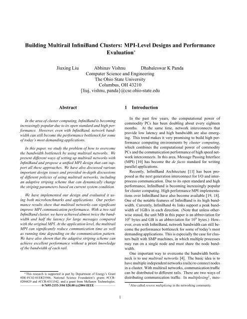 Building Multirail Infiniband Clusters Network Based Computing