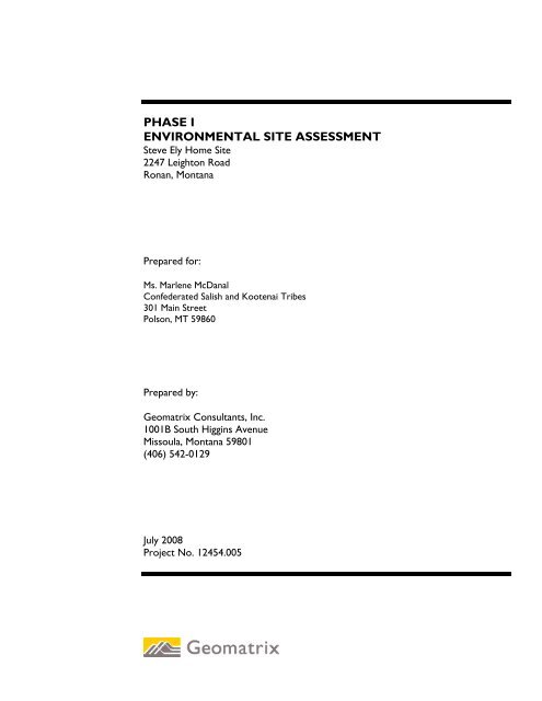 phase i environmental site assessment - Confederated Salish and ...