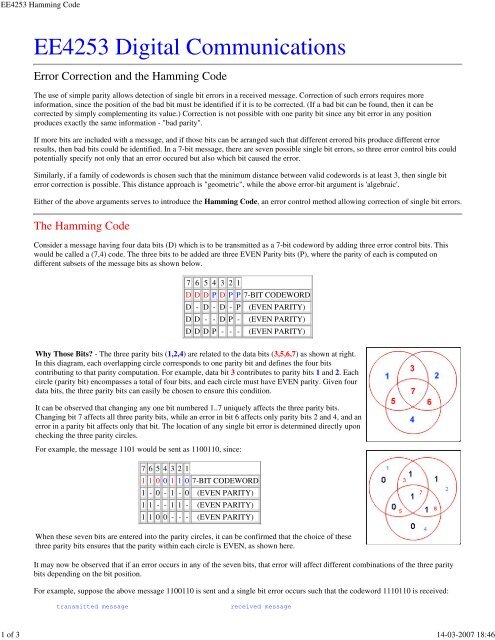 EE4253 Hamming Code