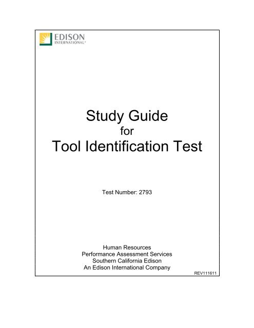 Tool Identification (Test 2793) - Edison International