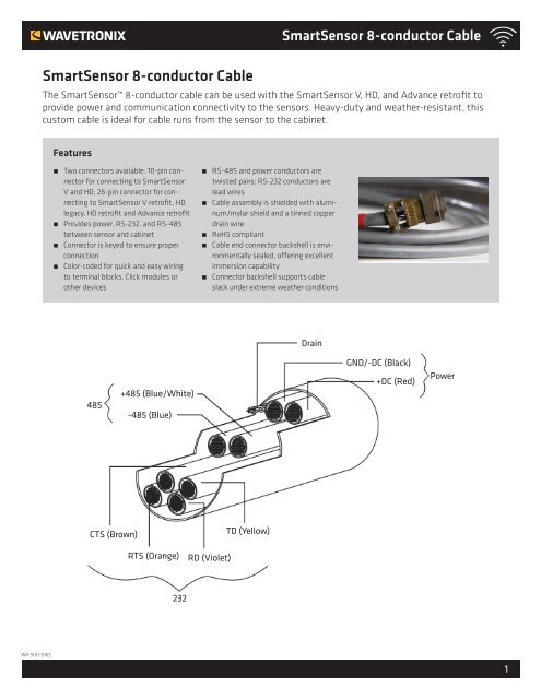 Wavetronix SmartSensor 8-Conductor Cable for V and HD Sensors