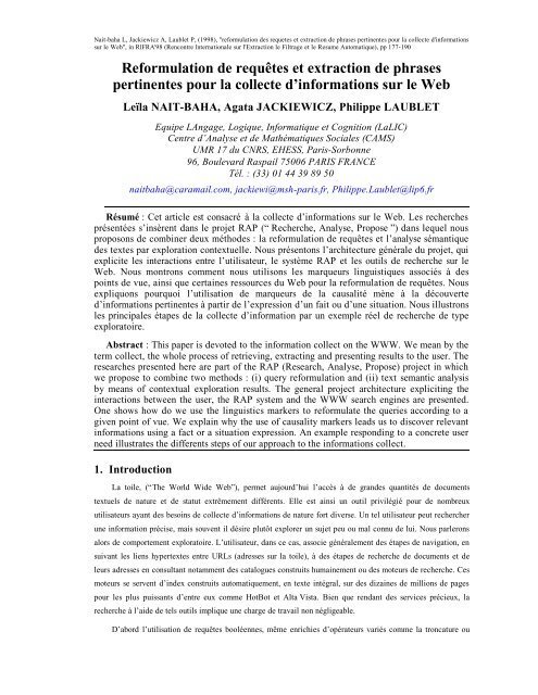 Reformuler les phrases