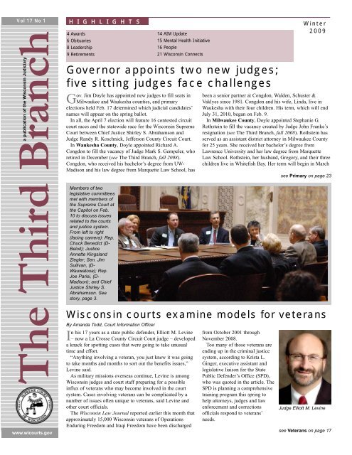 The Third Branch, winter 2009 - Wisconsin Court System