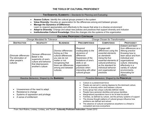 THE TOOLS OF CULTURAL PROFICIENCY - Austin ISD