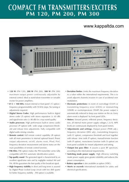COMPACT FM TRANSMITTERS/EXCITERS - Kappaltda.com