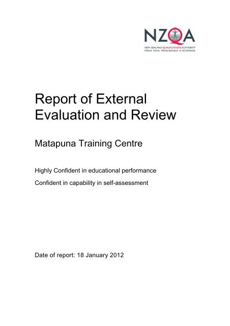 Matapuna Training Centre - NZQA