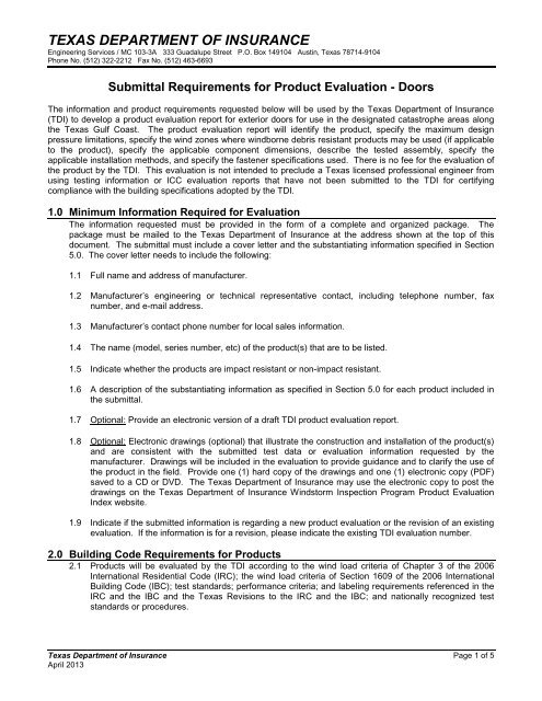 Doors - Texas Department of Insurance