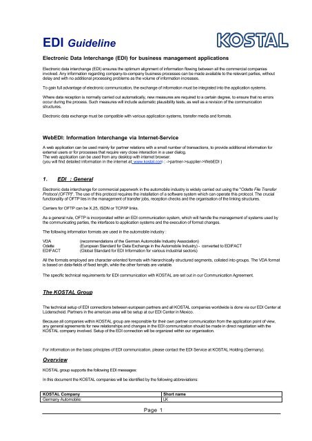 EDI Guideline - Kostal