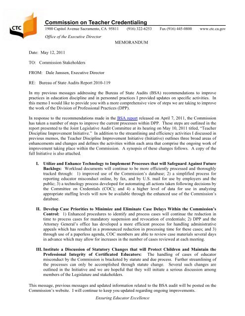 Commission on Teacher Credentialing - State of California