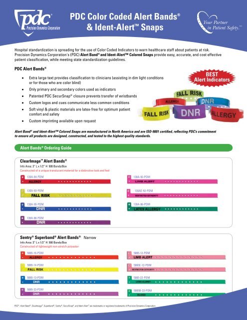 PDC Color Coded Alert BandsÂ® & Ident-Alertâ ¢ Snaps - Precision ...