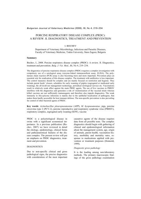 Porcine respiratory disease complex (PRDC): A review. II