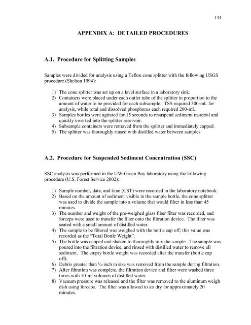 APPENDIX A: DETAILED PROCEDURES A.1. Procedure for ...