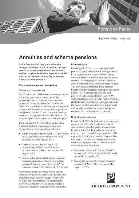 Annuities and scheme pensions - Friends Life