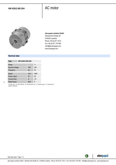 Data sheet [PDF] - ebm-papst