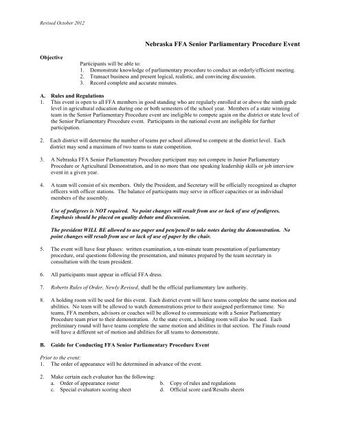 Nebraska FFA Senior Parliamentary Procedure Event